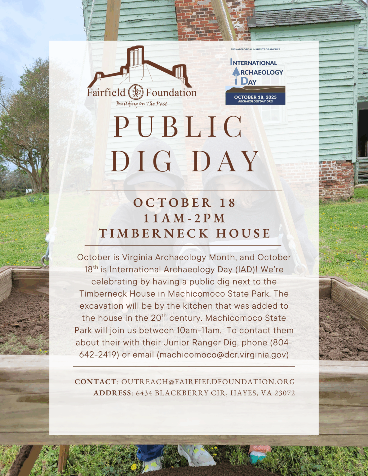 Public Dig Day at Timberneck – DHR